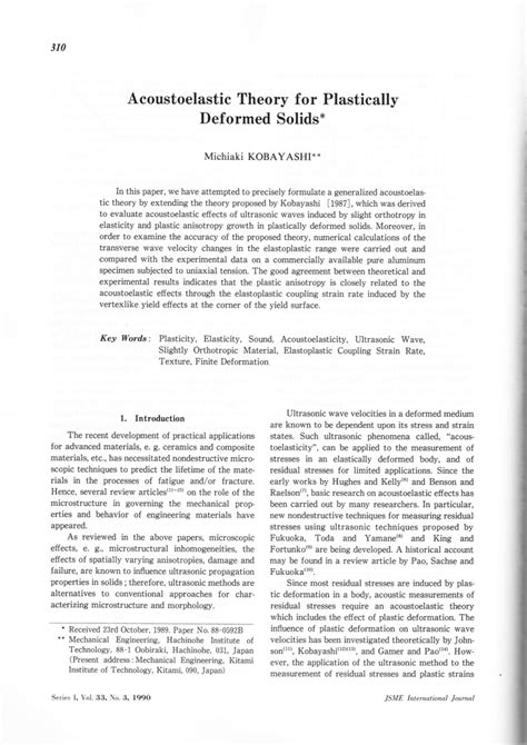 Pdf Acoustoelastic Theory For Plastically Deformed Solids