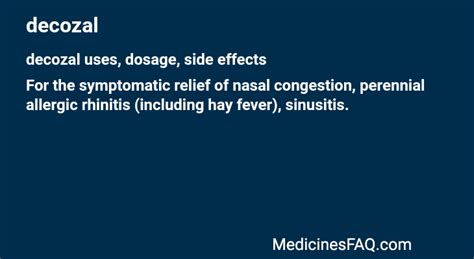 Decozal Uses Dosage Side Effects Food Interaction And Faq