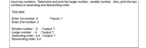 Solved Input Two Numbers Determine And Print The Larger