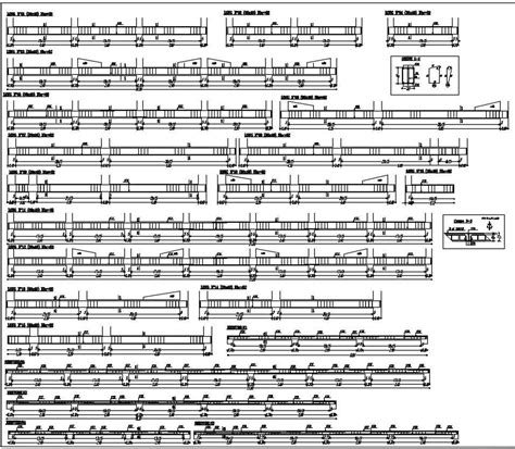 2d Drawing Of Reinforcement Bar Detail Drawing Of Coffrage Structure With Section Plan Cad File