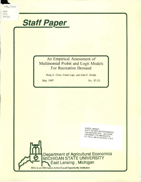 Pdf An Empirical Assessment Of Multinomial Probit And Logit Models