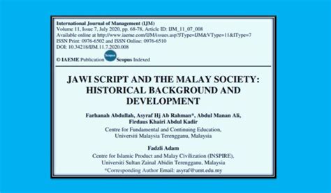 Jawi Script And Its Impact On Malay Society A Historical Overview