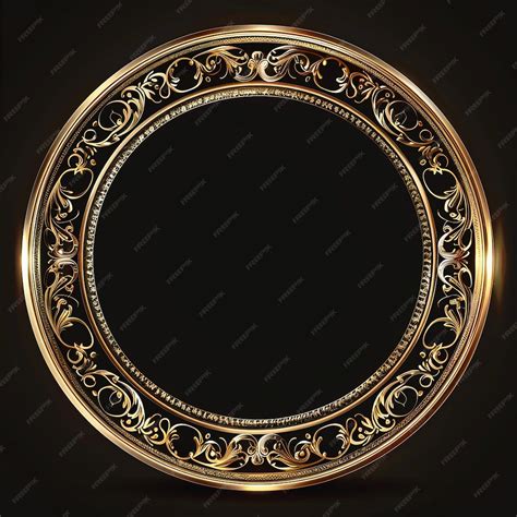 Premium Photo Golden Ornate Round Frame On Decorated Wallpaper Gold