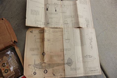 1940s Marcraft Lockheed P38 Lightning Static Balsa Wood Model Kit