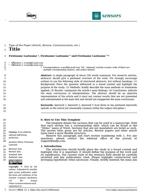 Sensors Template Pdf