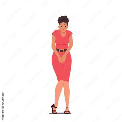 Girl Urgently Need To Pee Or Poop Unhappy Female Character Wait Public