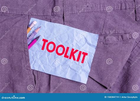 Text Sign Showing Toolkit Conceptual Photo Set Of Tools Kept In A Bag