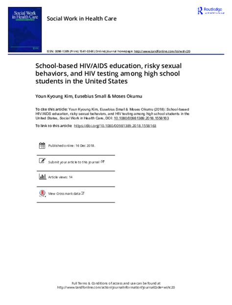 Pdf School Based Hivaids Education Risky Sexual Behaviors And Hiv