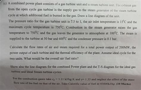 Solved C A Combined Power Plant Consists Of A Gas Turbine