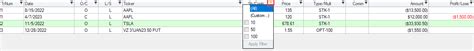 Using The Column Grid Filter Tradelog Software