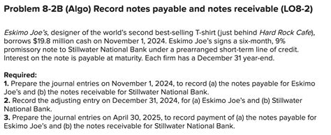 Solved Problem 8 2b Algo Record Notes Payable And Notes