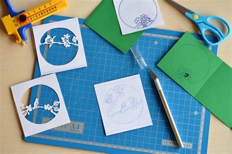 터널북 만들기 3d 인사말 카드 봄 절단 칼 날카로운 상자 커터 파란색 절단판 종이 접기 종이 종이 종이 절단을위한 예술 장비 및 도구 현대 3d 종이 접기 종이 아트