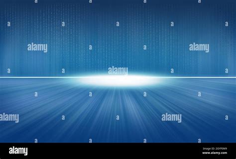 Binary Code Flying At Blue Background Digital Data Flow And Transmission Effect Transferring