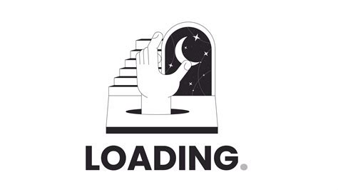 Fantasy Surreal Night Bw Loading Animation Hand Hanging Moon In Sky