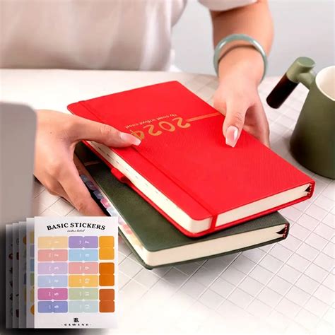 1개 2024 일정표 매일 한 페이지 작업 계획자 시간 관리 효율성 핸드북 두꺼운 노트북 365일 공부 주간 Temu