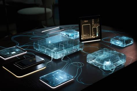 Premium Ai Image Futuristic Scene Of Interconnected Electronic Devices In Action Generative Ia