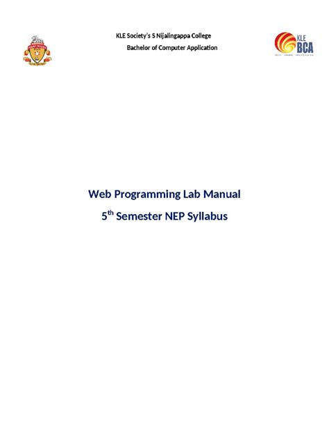 Wp Lab Manual Wp Lab Programes Kle Societys S Nijalingappa College Bachelor Of Computer