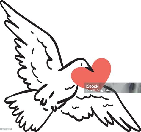 연애 편지가 날아다니는 흰 비둘기 발렌타인 데이에 대 한 벡터 일러스트 레이 션 에서 Retro Doodle Style 사랑하는 사람을 위한 하트 모양의 메시지가 있는 비행