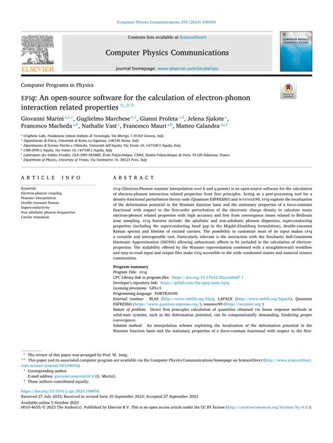 Pdf Epiq An Open Source Software For The Calculation Of Electron