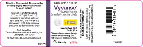 Vyvanse Package Insert Prescribing Information