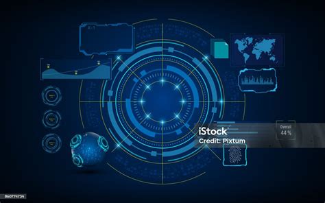 동그라미 Hud Gui Ui 인공 지능 서비스 가상 시스템 화면 디자인 컨셉 보안에 대한 스톡 벡터 아트 및 기타 이미지 보안 주목 결심 가상현실 Istock