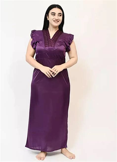 Purple Satin Solid Nightgown Sleeveless At Rs 150piece In New Delhi