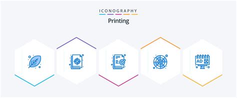 Printing 25 Blue Icon Pack Including Sample Color Palette Target Color Catalog Ready