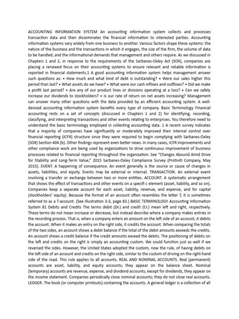 Accounting Information System An Accounting Information System Collects And Processes