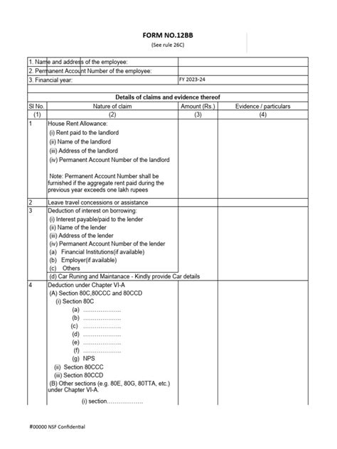 Tds Declaration Sheet Fy 2023 24 Pdf