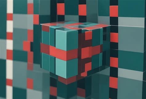 녹색 빨간색 및 색의 색조로 작은 큐브로 만들어진 큐브의 3d 모델이 기하학적 추상적인 패턴을 만니다 프리미엄 벡터