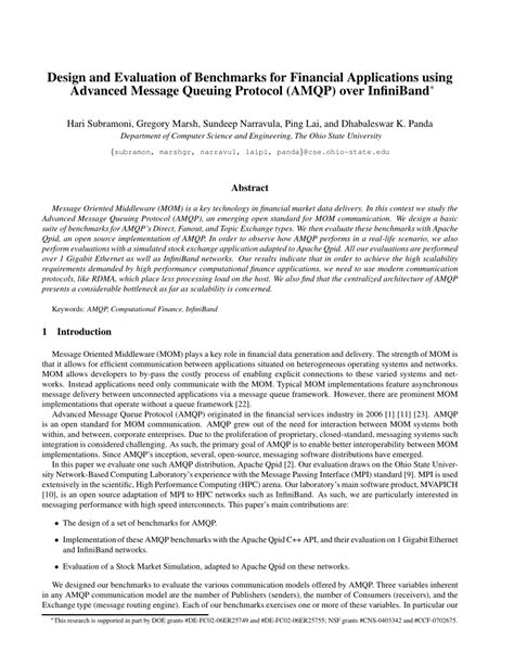 Pdf Design And Evaluation Of Benchmarks For Financial Applications Using Advanced Message