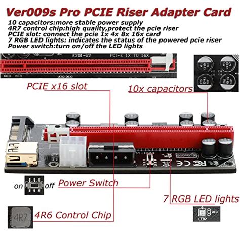 Joylifeboard Pcie Riser Gpu Riser Adapter Card Pci Express Risers 1x To 16x For Bitcoin