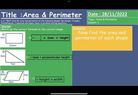 Gcse Maths Higher Area And Perimeter Inc Circles And Sectors Teaching