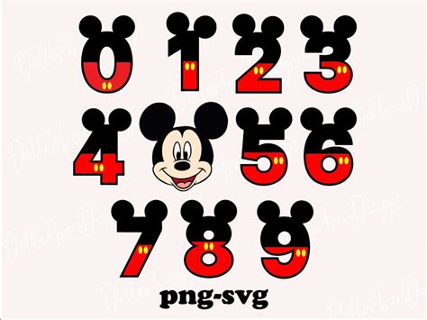 Mickey Mouse Numbers Clipart Svg Png Etsy
