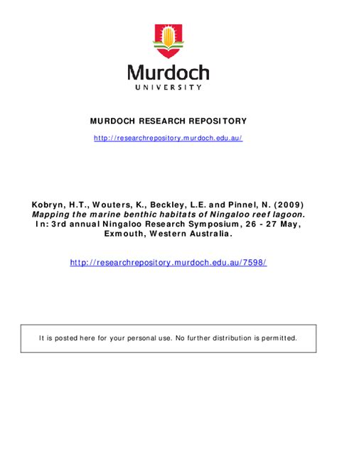 Pdf Mapping The Marine Benthic Habitats Of Ningaloo Reef Lagoon