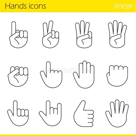 Hand Gesture Linear Icons Set Stock Vector Illustration Of Index