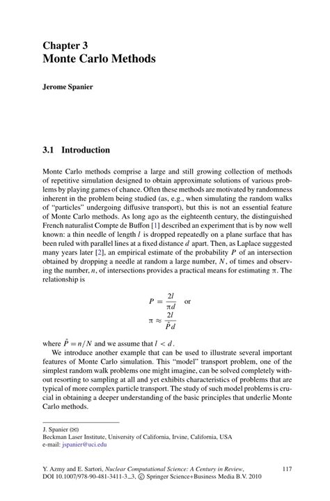 Pdf Monte Carlo Methods