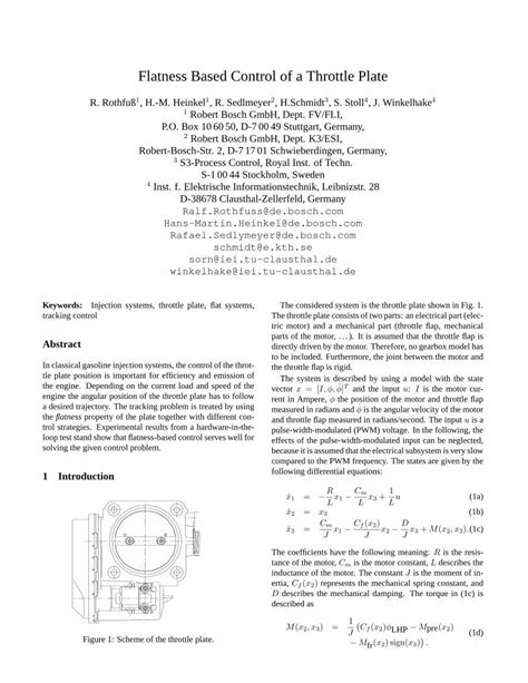 Pdf Flatness Based Control Of A Throttle Plateheltonmtnshistory