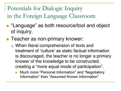 ppt dialogic inquiry in the foreign language classroom powerpoint