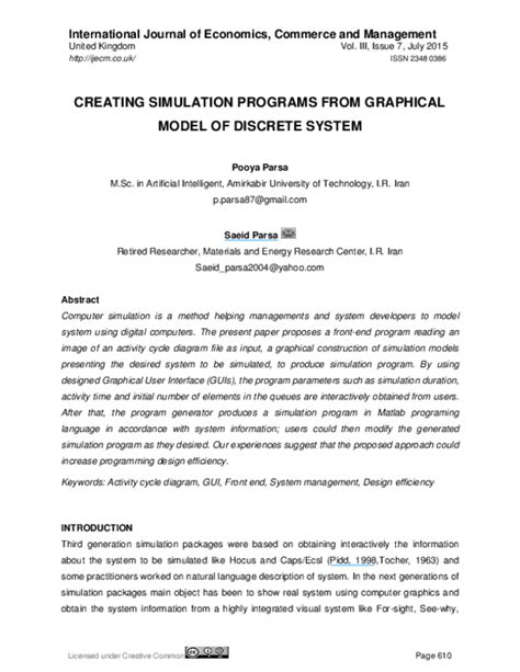 Pdf Creating Simulation Programs From Graphical Model Of Discrete System