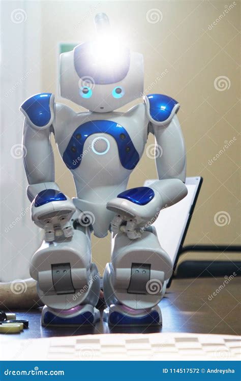 A Small Robot With A Human Face And A Humanoid Body Artificial