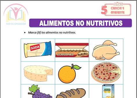 Alimentos No Nutritivos Para Cinco Años Web De Educación