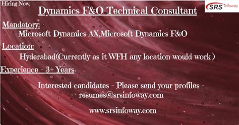 Srs Infoway On Linkedin Hiring India Dynamics Finance Operation Technicalconsultant…