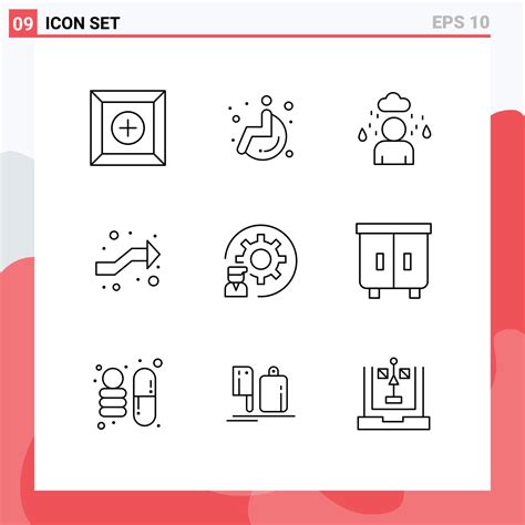 Set Of 9 Vector Outlines On Grid For Programmer Development Rainy