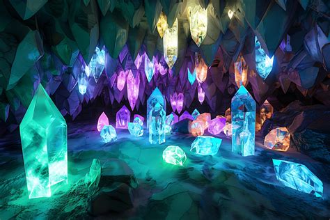 Glowing Crystal Cave Magical Gems Prismatic Wonders Mystical Rocks