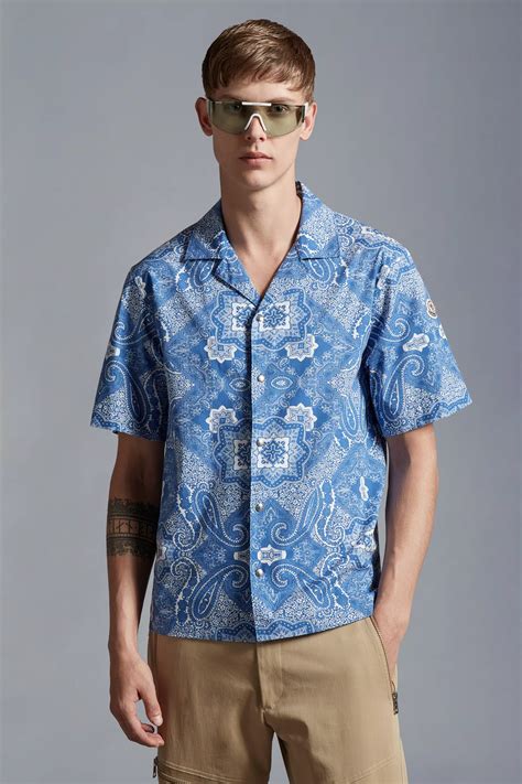 White And Blue Bandana Print Shirt Polos And T Shirts For Men Moncler Hk