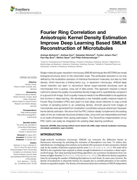 Pdf Fourier Ring Correlation And Anisotropic Kernel Density