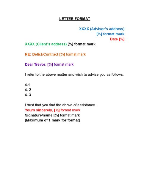 Letter Format KMR A COL A LETTER FORMAT XXXX Advisors address ½ format mark Date ½
