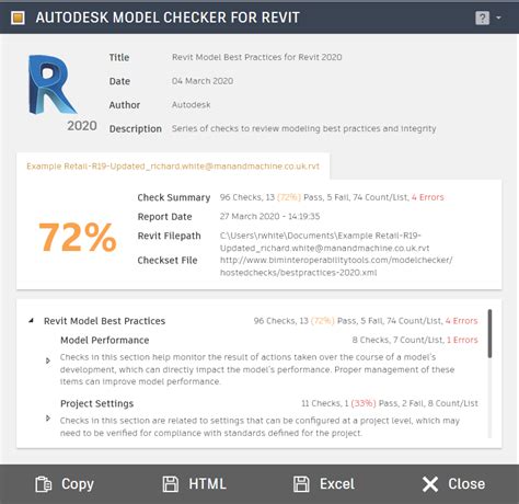 Revit Model Checker Model Auditing Reports