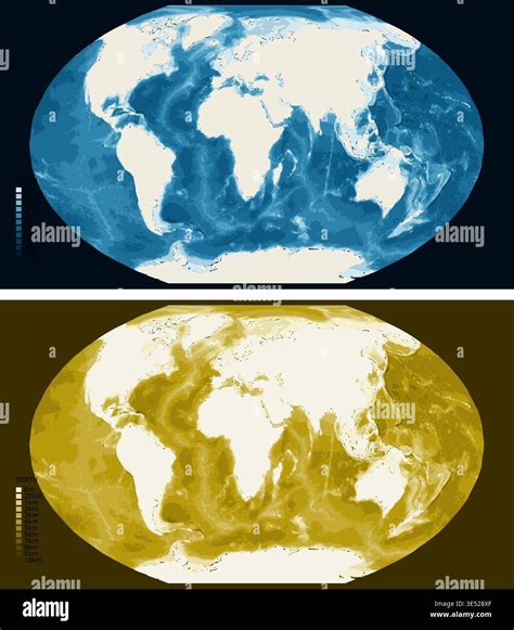 World Atlantic Centered Bathymetric Ocean Depth Map Winkel Tripel